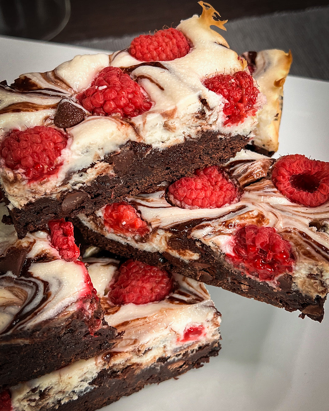 Raspberry Cream Cheese Cinnamon Brownies - Intrigue Chocolate Co.